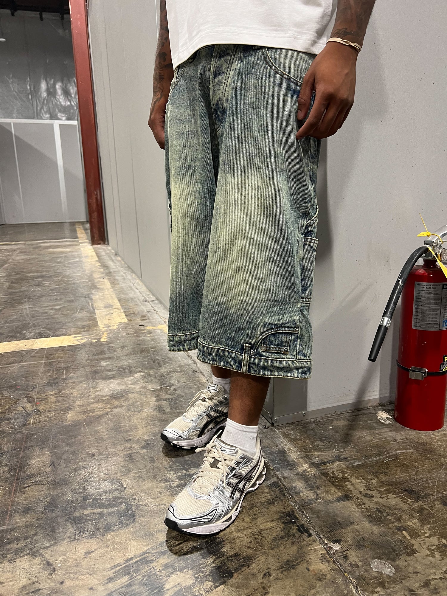 MIRRORED JORTS ( BLUE )