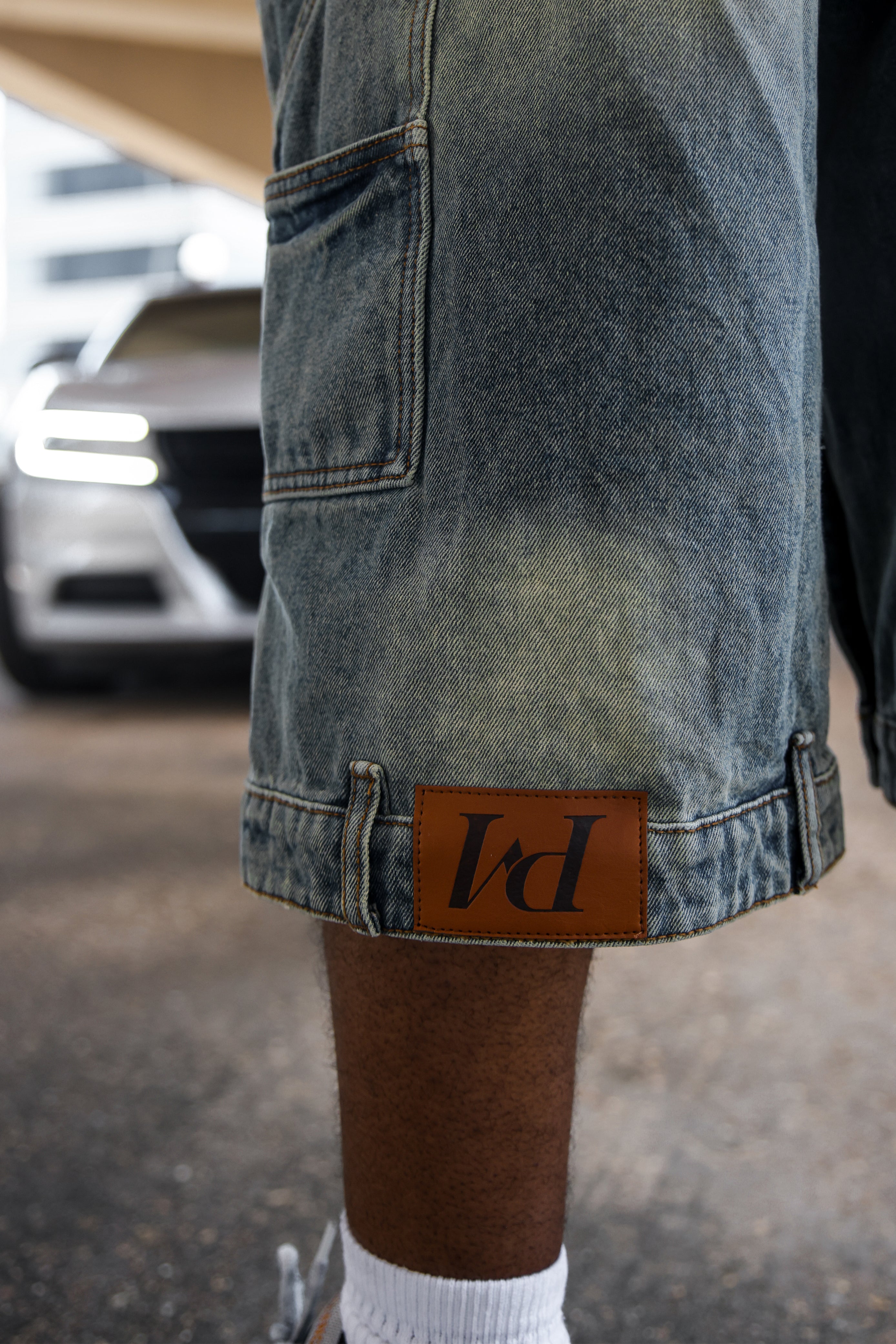 MIRRORED JORTS ( BLUE )